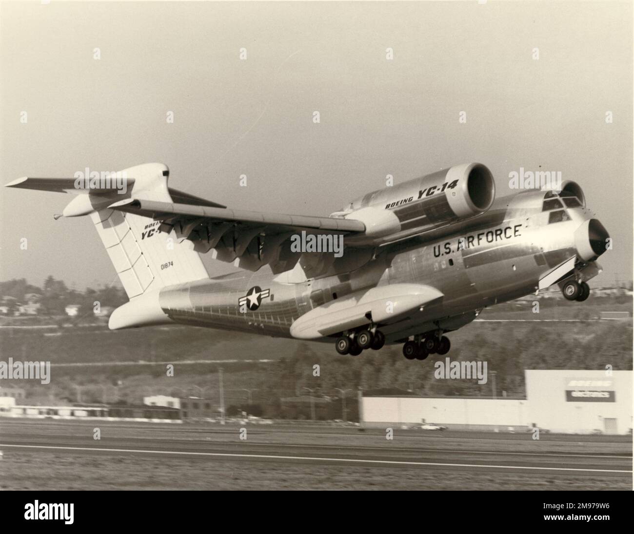 The first Boeing YC-14A, 72-1874, takes-off from Boeing Field ...