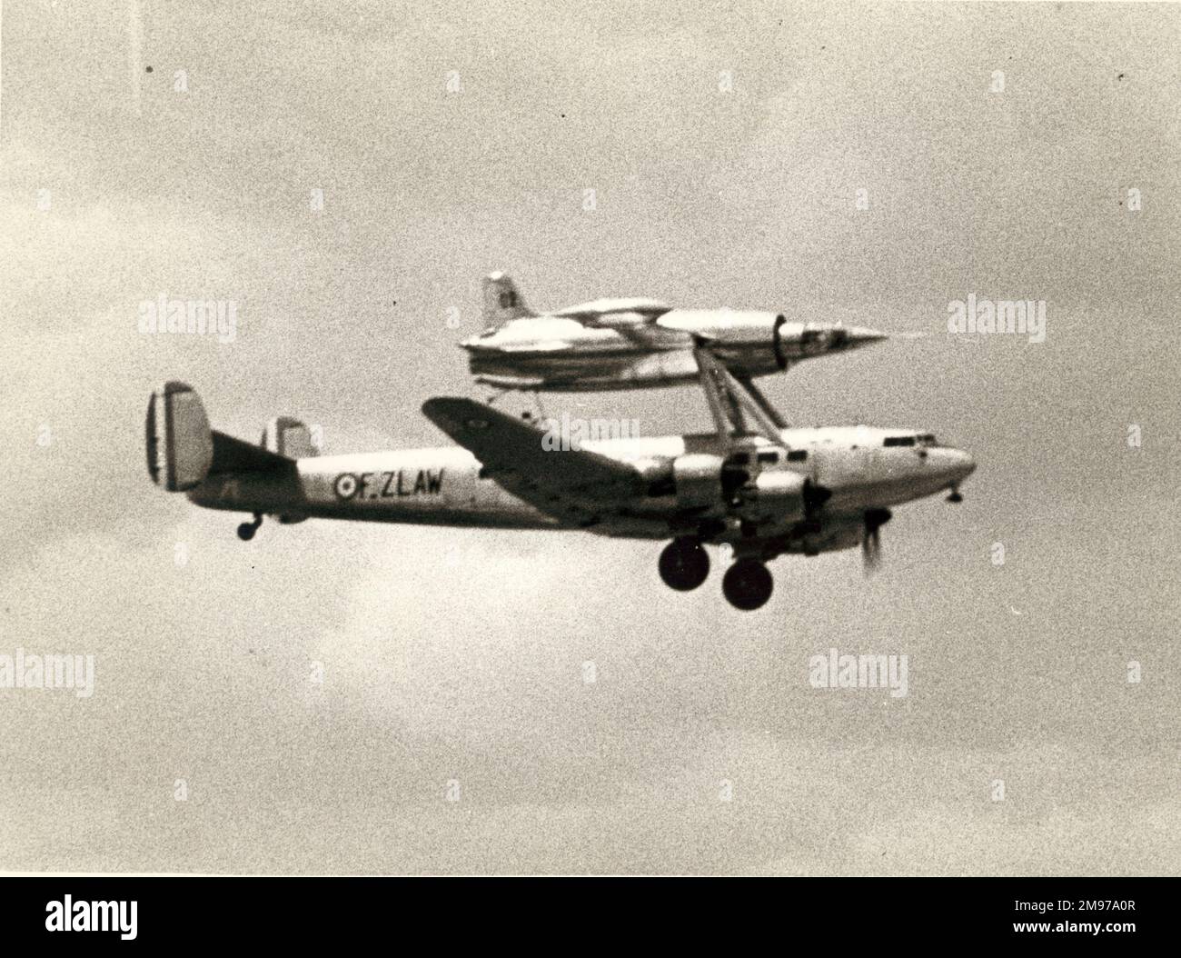 Leduc O-10 ramjet research aircraft on a Sud-Est SE161 Languedoc carrier aircraft Stock Photo ...