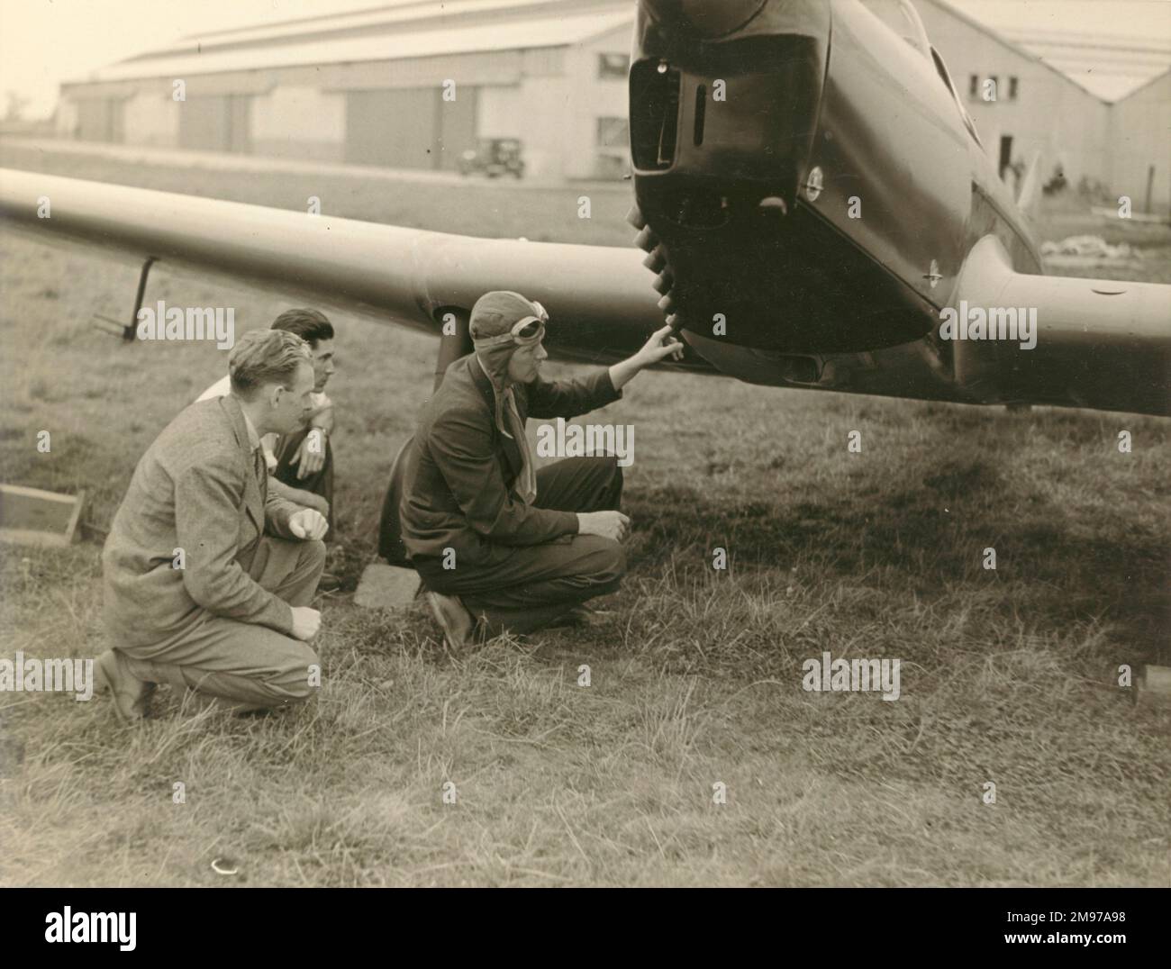Charles A. Lindbergh inspects his Miles M12 Mohawk, G-AEKW Stock Photo ...