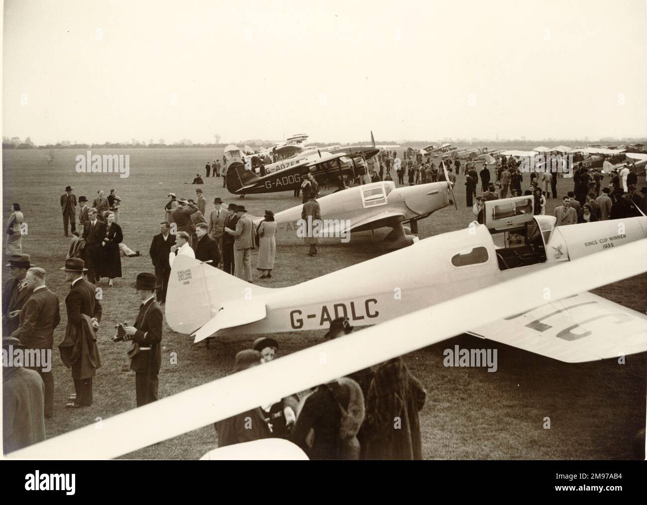 Miles M3B Falcon Six, G-ADLC, at the RAeS Garden Party at Heathrow on ...