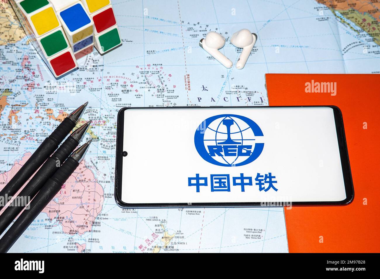 In this photo illustration, a logo of China Railway Engineering is ...