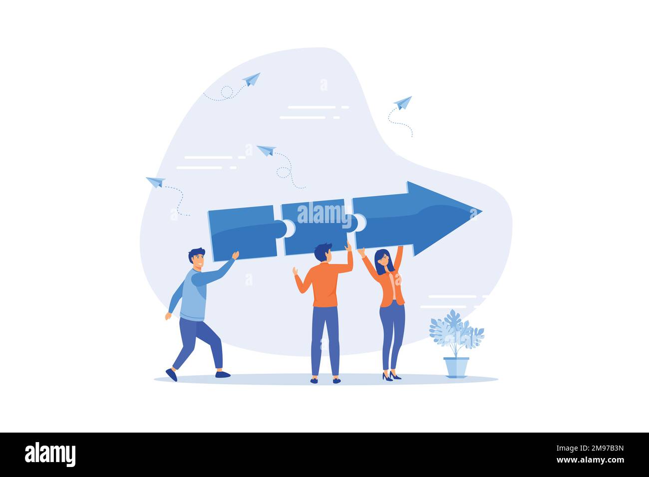 Teamwork connecting jigsaw puzzle metaphor of solving problem together ...