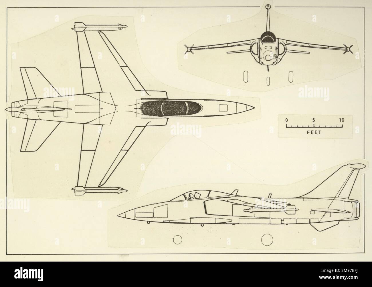 A three-view drawing of the Hawker Siddeley HS1204/P159, a Brough ...