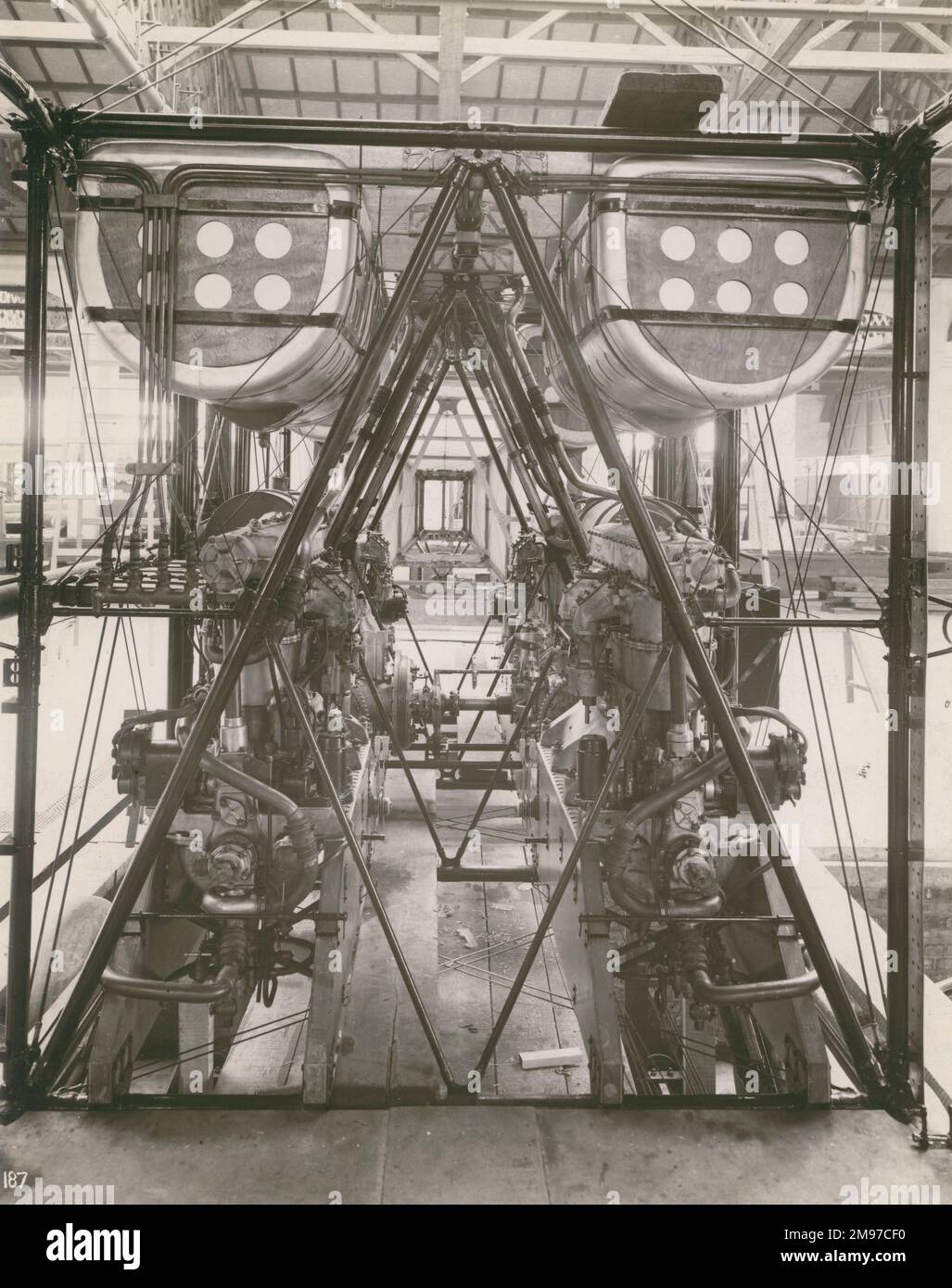 The installation of the four Siddeley Puma engines in the fuselage of ...