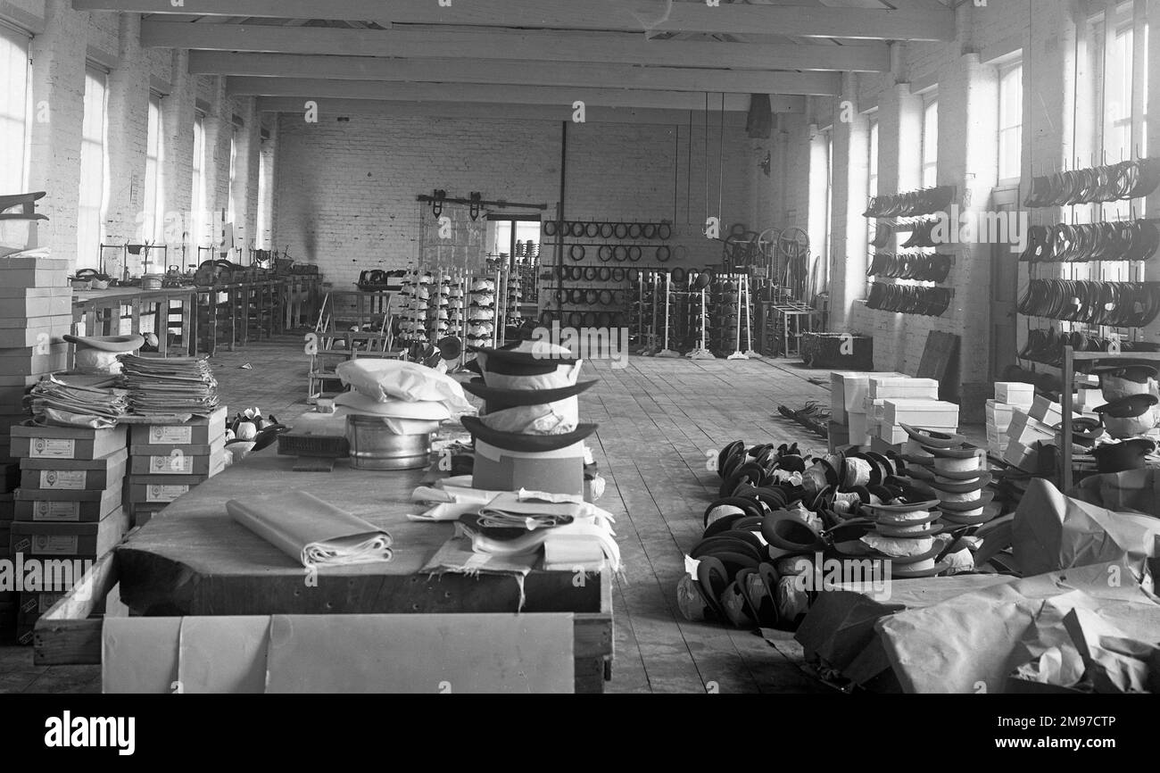 Hat factory finishing room at Battersby's, Stockport, in1906. This ...