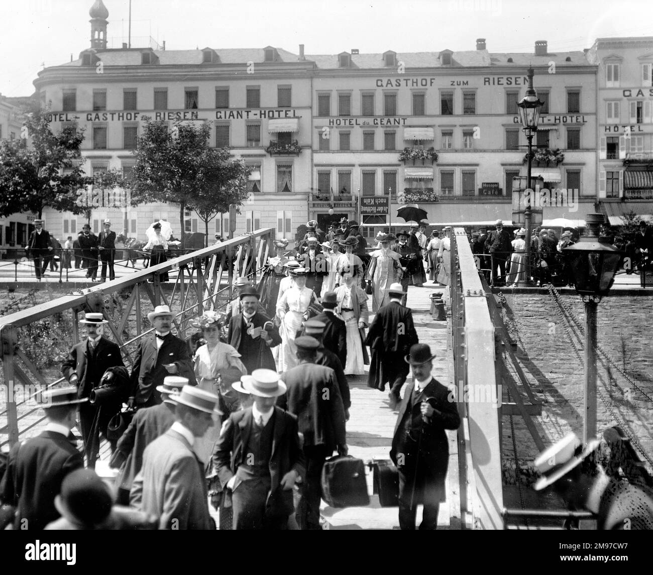 Landing stage at Koblenz, showing a fascinating glimpse into life in ...
