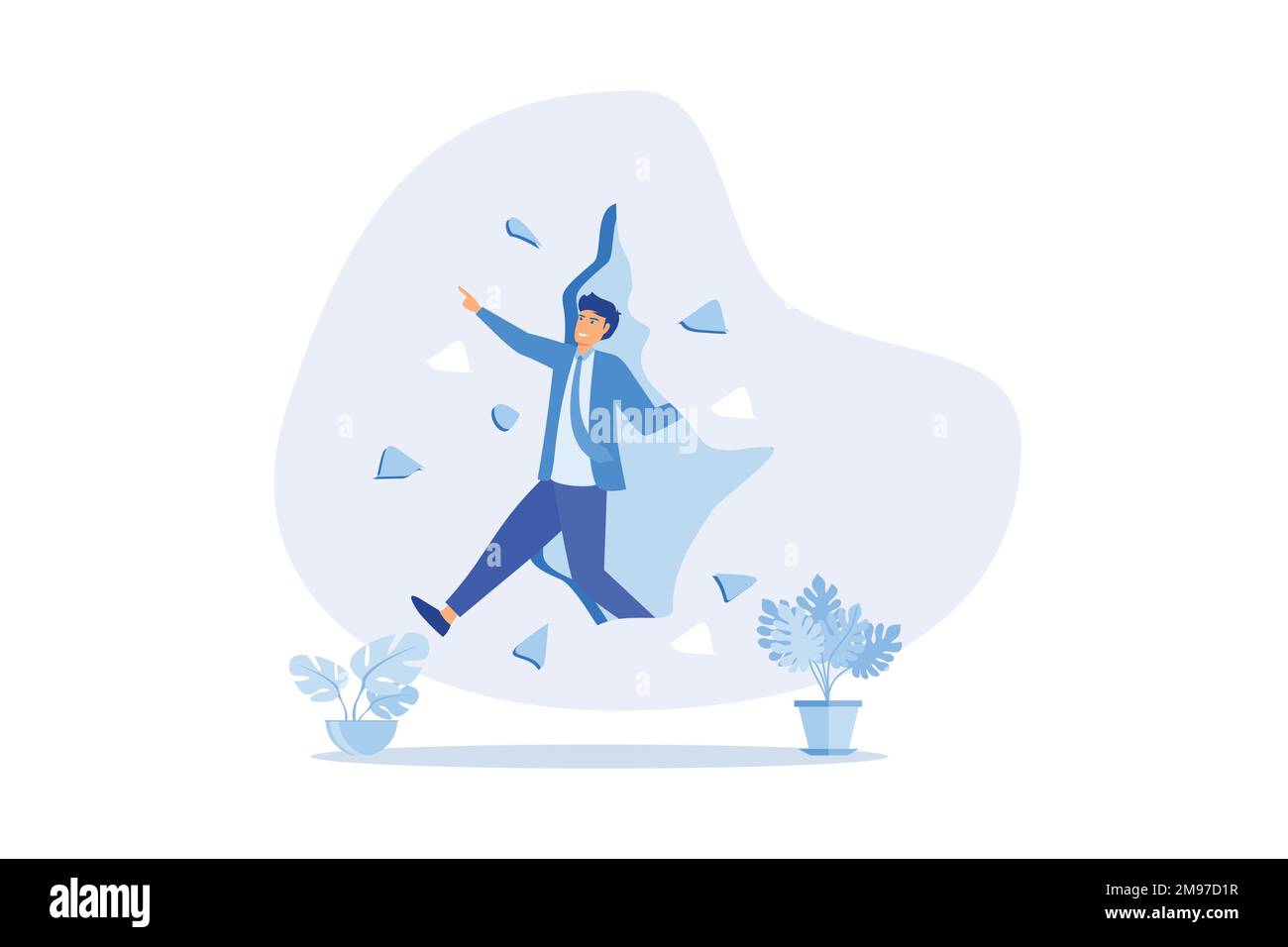 Courage and motivation to breakthrough the wall, obstacle or problem ...