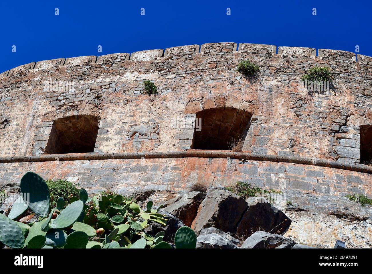 Greece, Crete, buildings built of stone in old Venetian Fortress ...