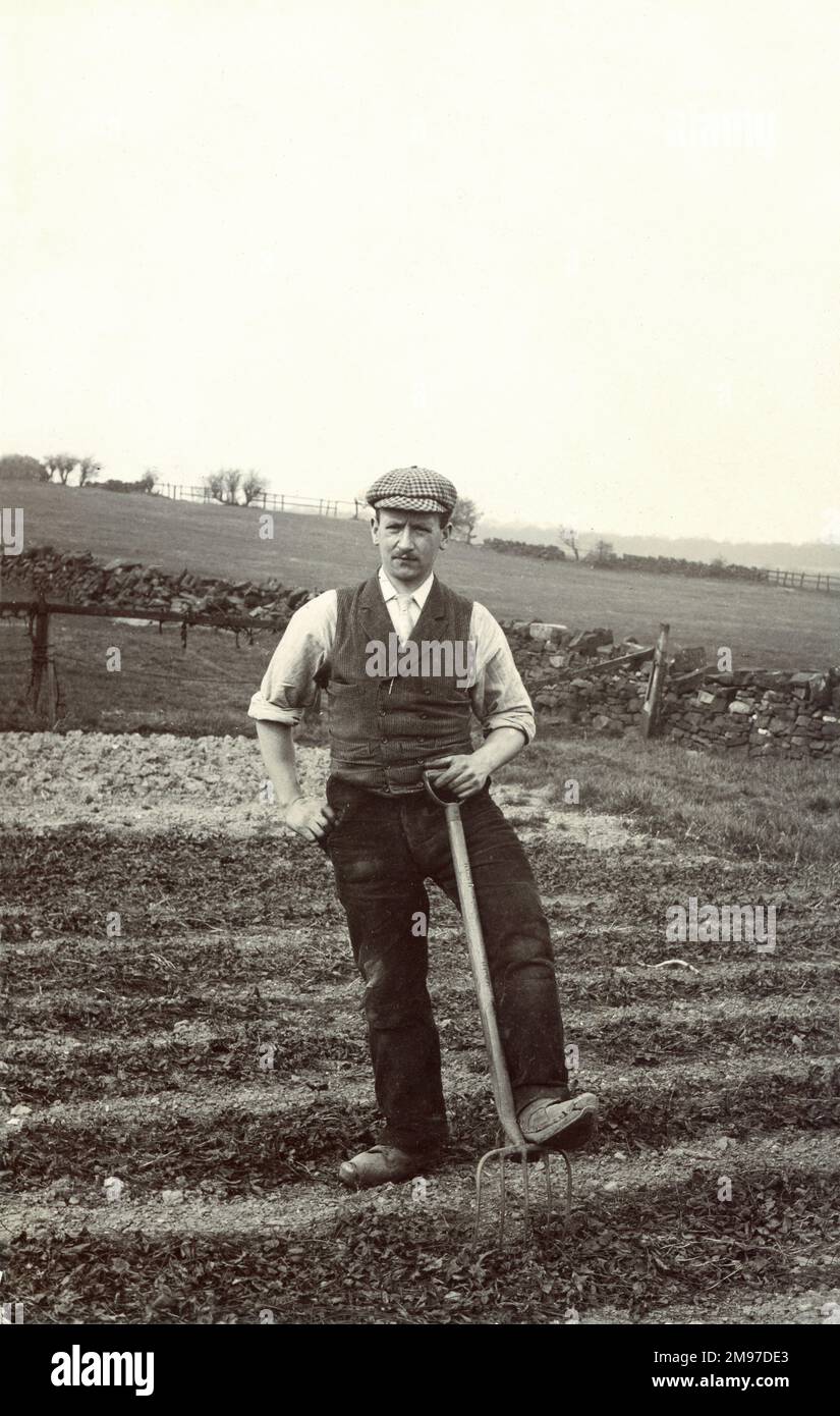 A farmer from Huddersfield digging in his field Stock Photo - Alamy