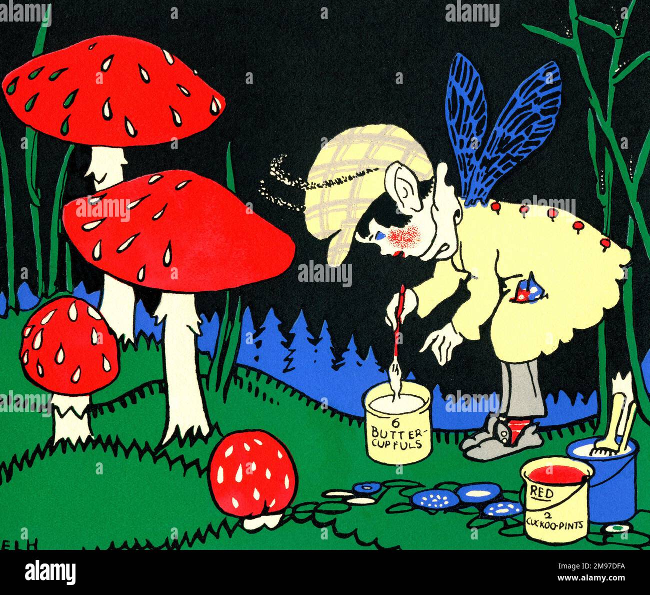 A pixie paints the toadstools in Pixyland Stock Photo - Alamy