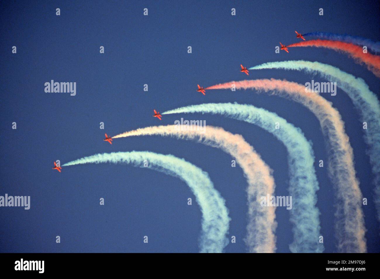 RAFAT RAF Red Arrows BAe Systems Hawks break during their display at ...