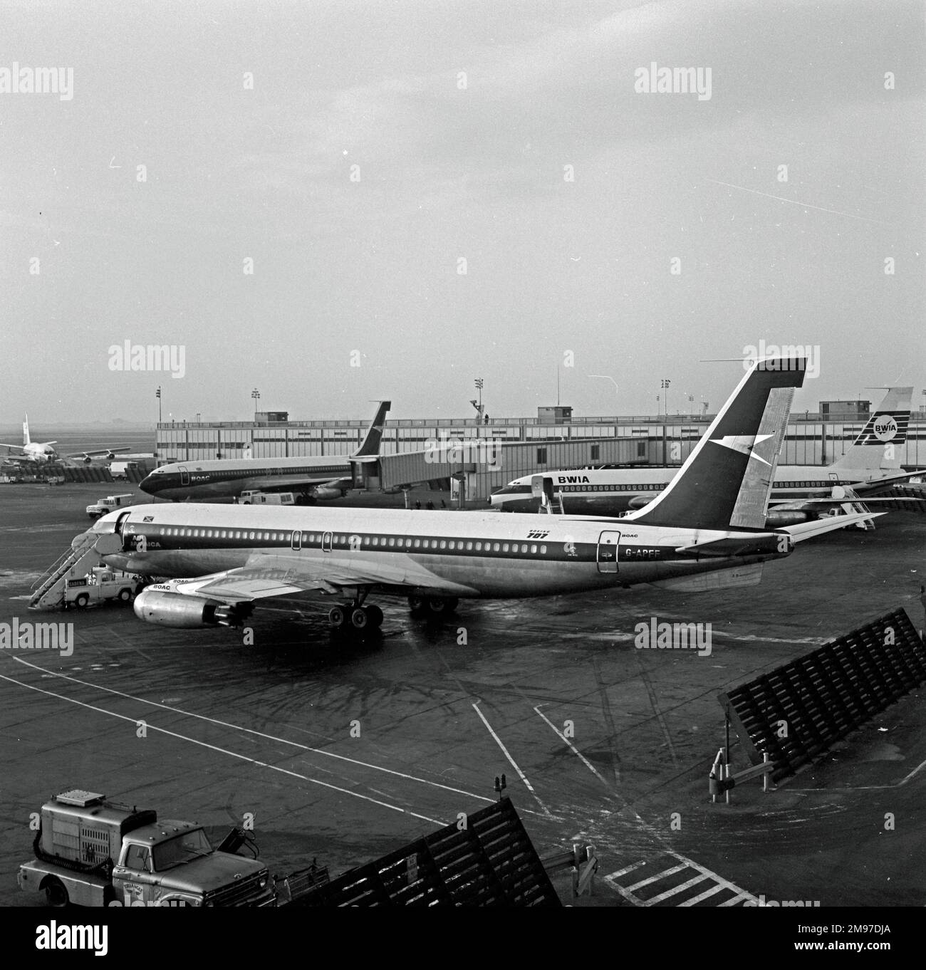 Boeing 707-436 G-APFF of Air Jamaica at JFK in New York in January 1967 ...