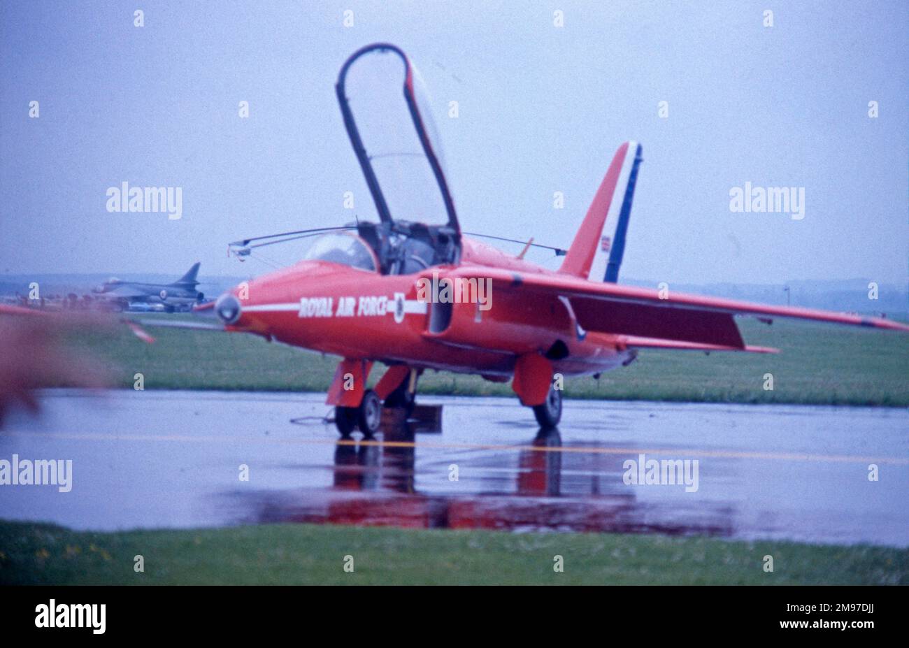 RAFAT RAF Red Arrows Folland Gnat single aircraft in the rain before ...