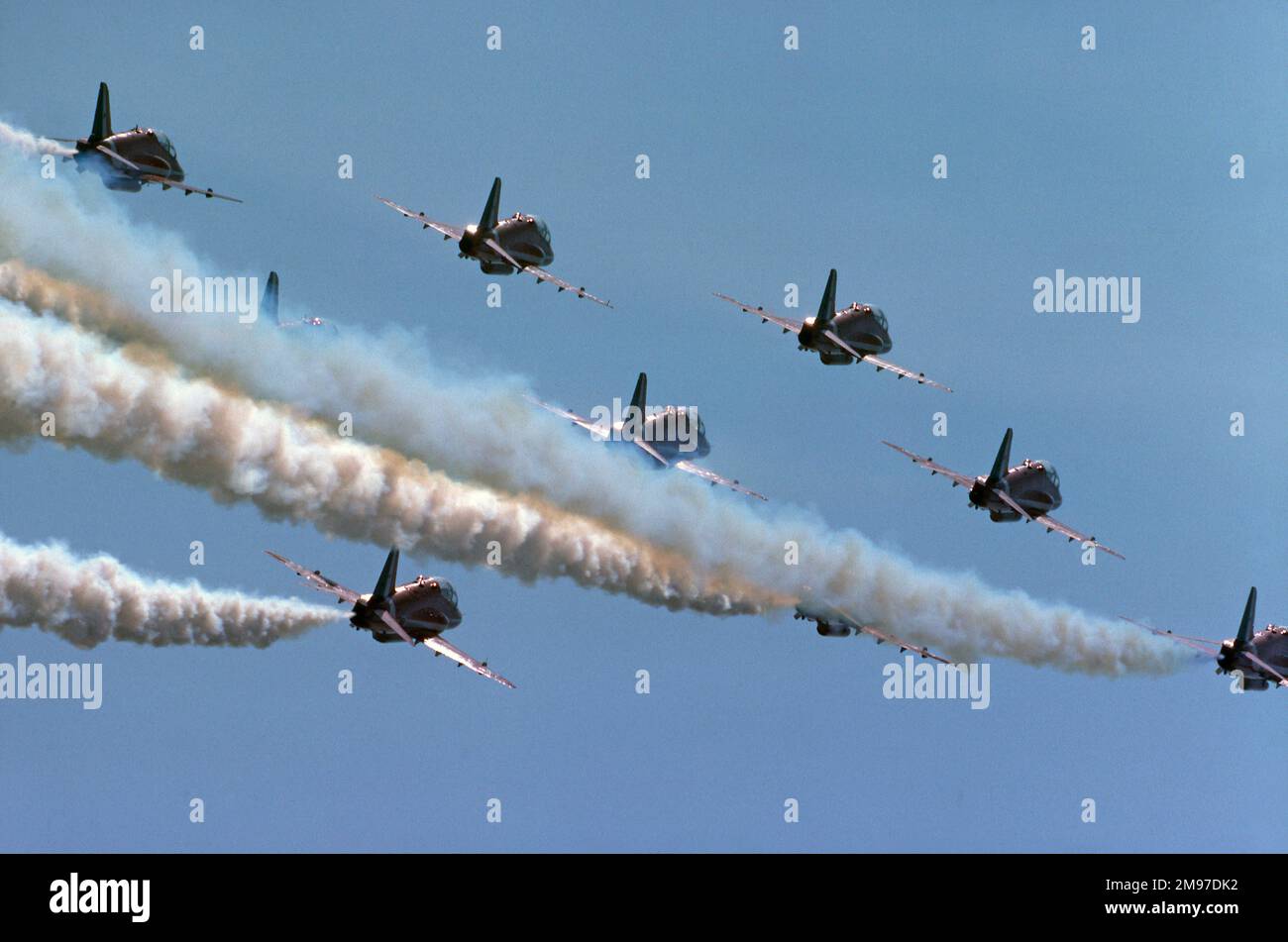 RAFAT RAF Red Arrows BAe Systems Hawks perform with white smoke at ...