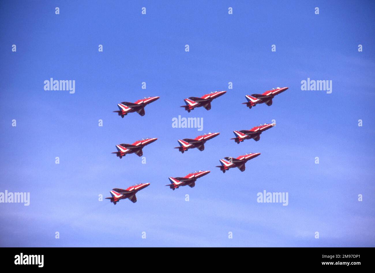 RAFAT RAF Red Arrows BAe Systems Hawks fly the Diamond Nine formation ...