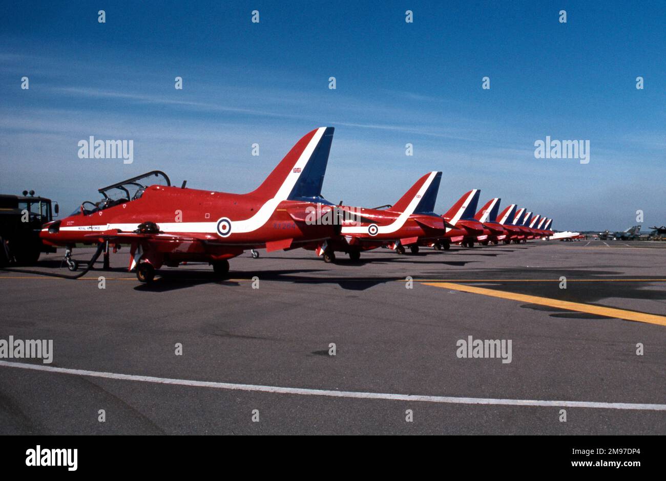 RAFAT RAF Red Arrows BAe Systems Hawks line up at RAF Binbrook in ...