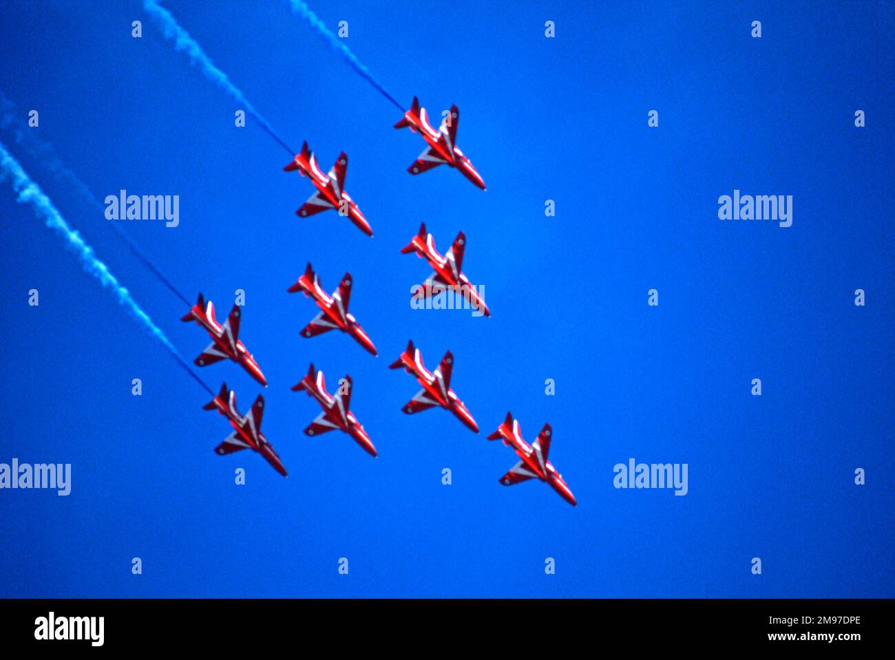 RAFAT RAF Red Arrows BAe Systems Hawks fly in Tornado formation Stock ...