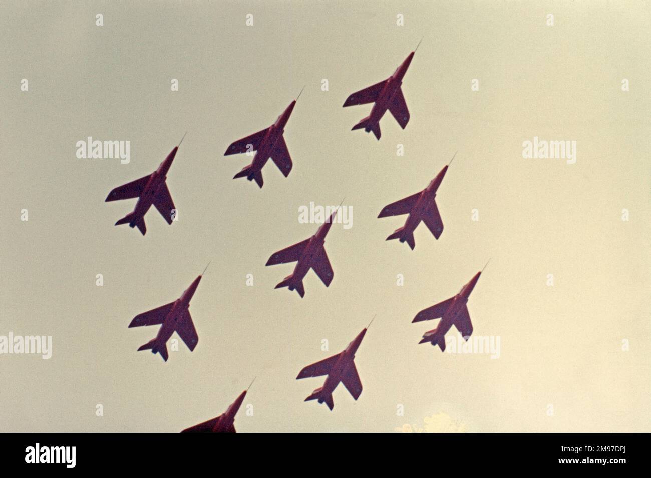RAFAT RAF Red Arrows Folland Gnats in classic Diamond Nine display ...