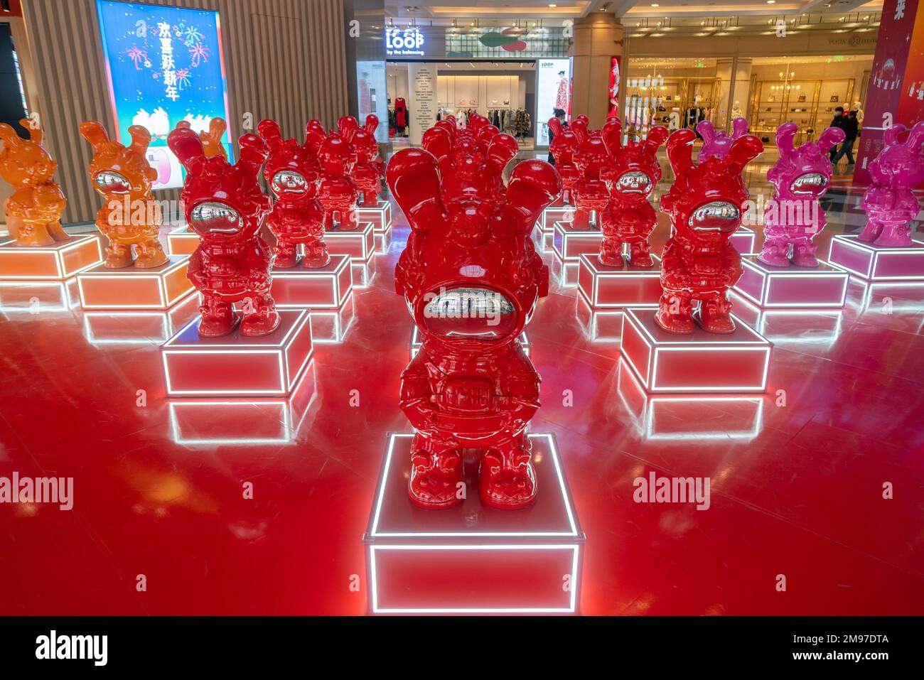 SHANGHAI, CHINA - JANUARY 17, 2023 - Twenty "space rabbits" are seen in ...