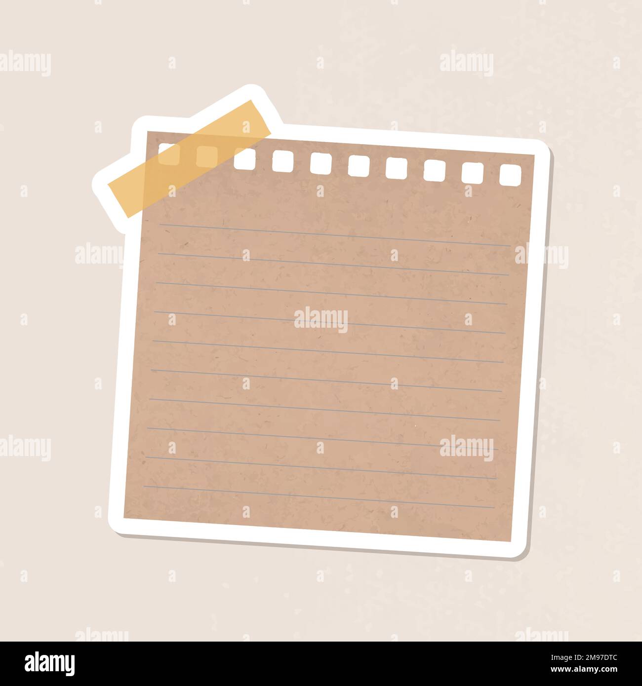 Brown lined notepaper journal sticker vector Stock Vector Image & Art ...