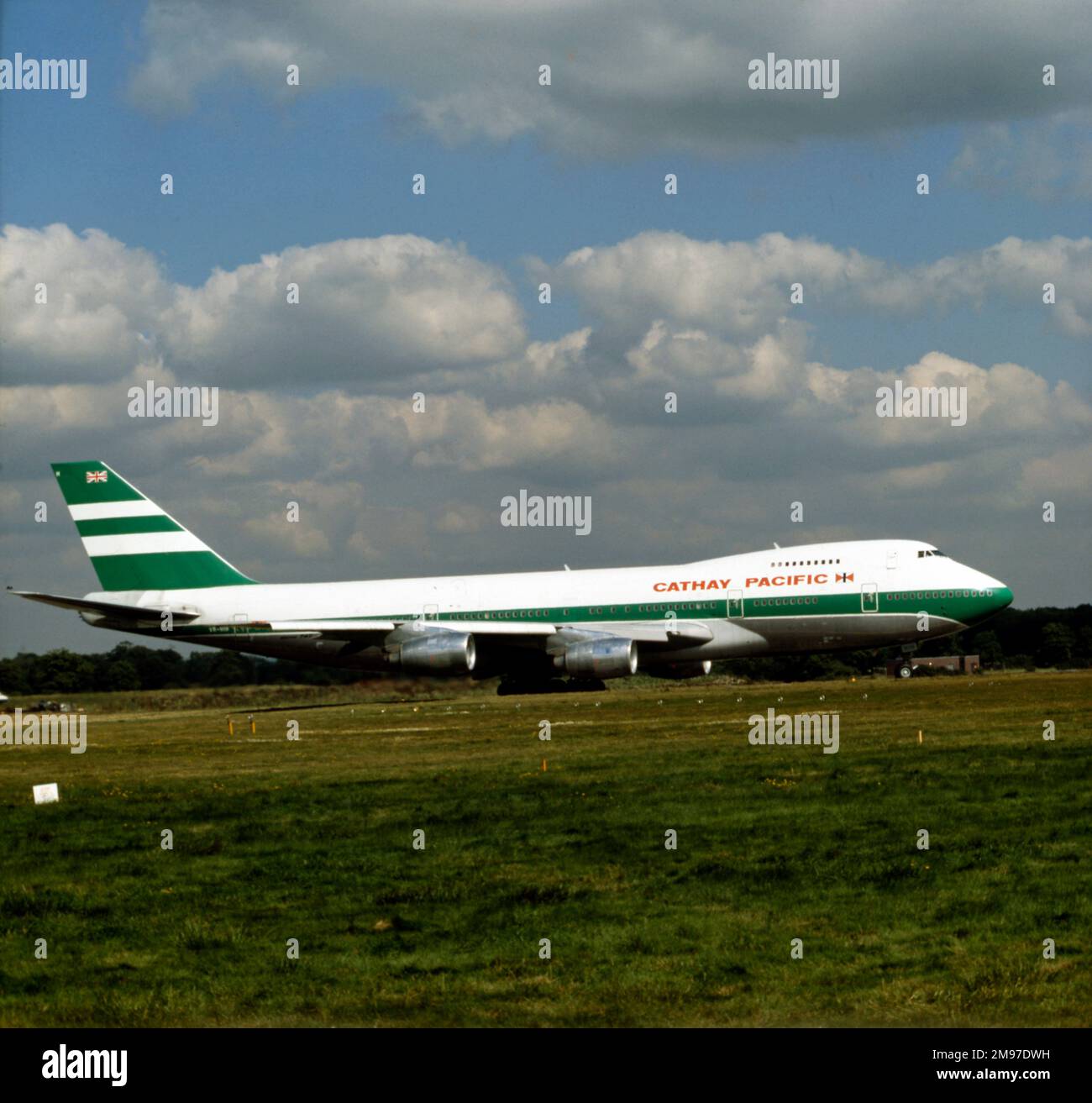 Boeing 747-267B of Cathay Pacific at London Gatwick c 1985 Stock Photo ...