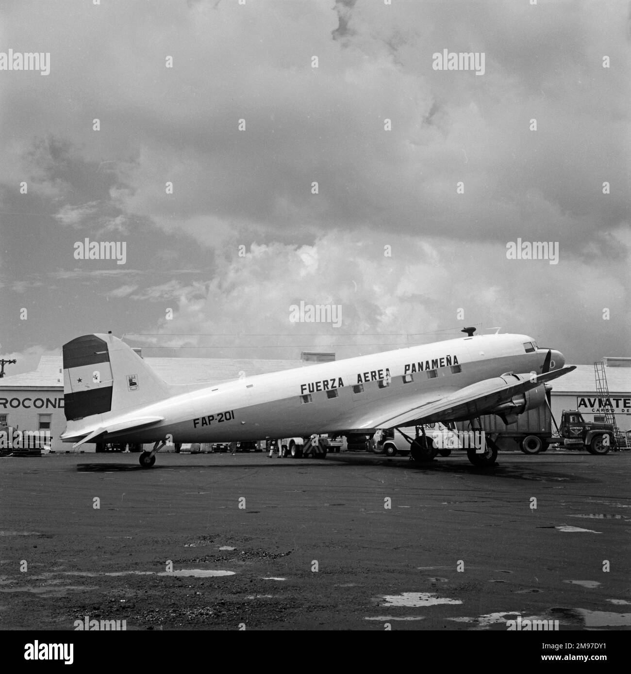 Douglas C-47 FAP201 of the Fuerza Aerea Panamena at Miami in 1969 Stock ...