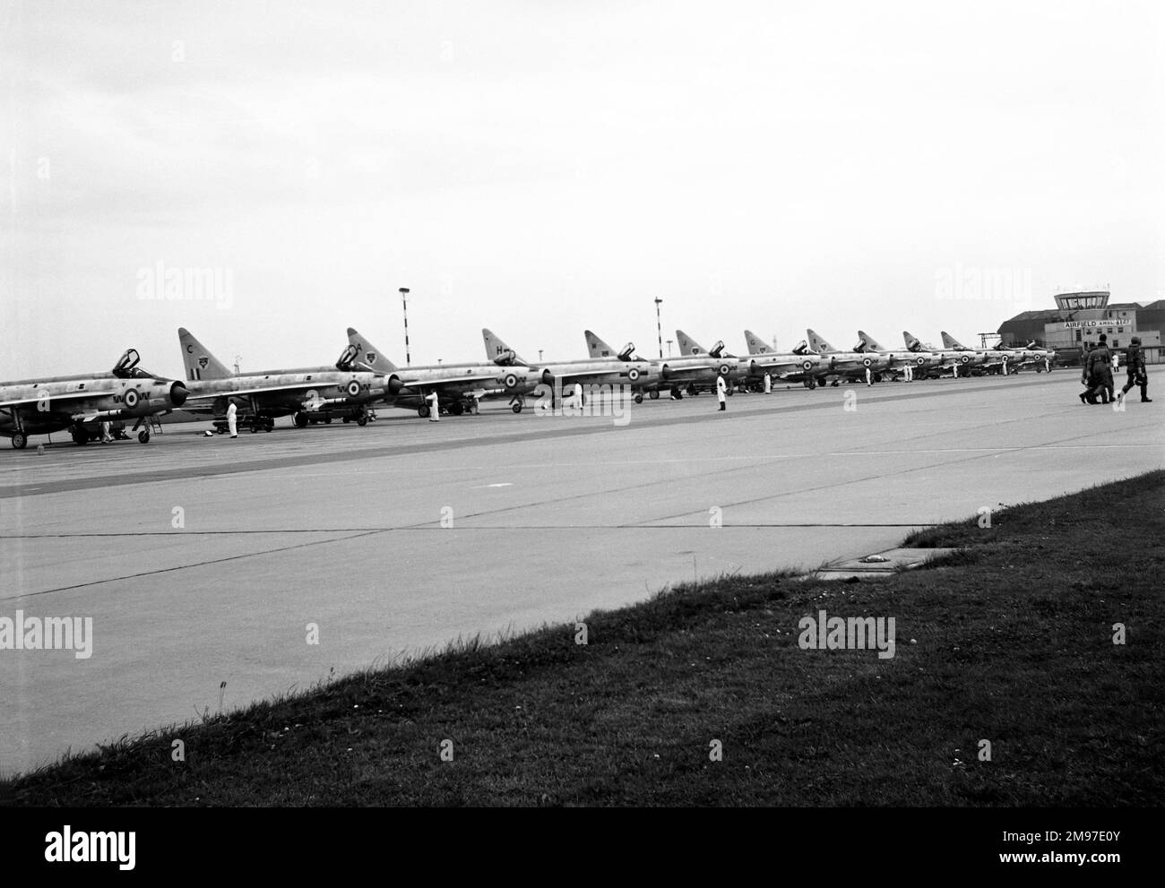Eleven English Electric Lightnings from 74 Squadron RAF after a display ...