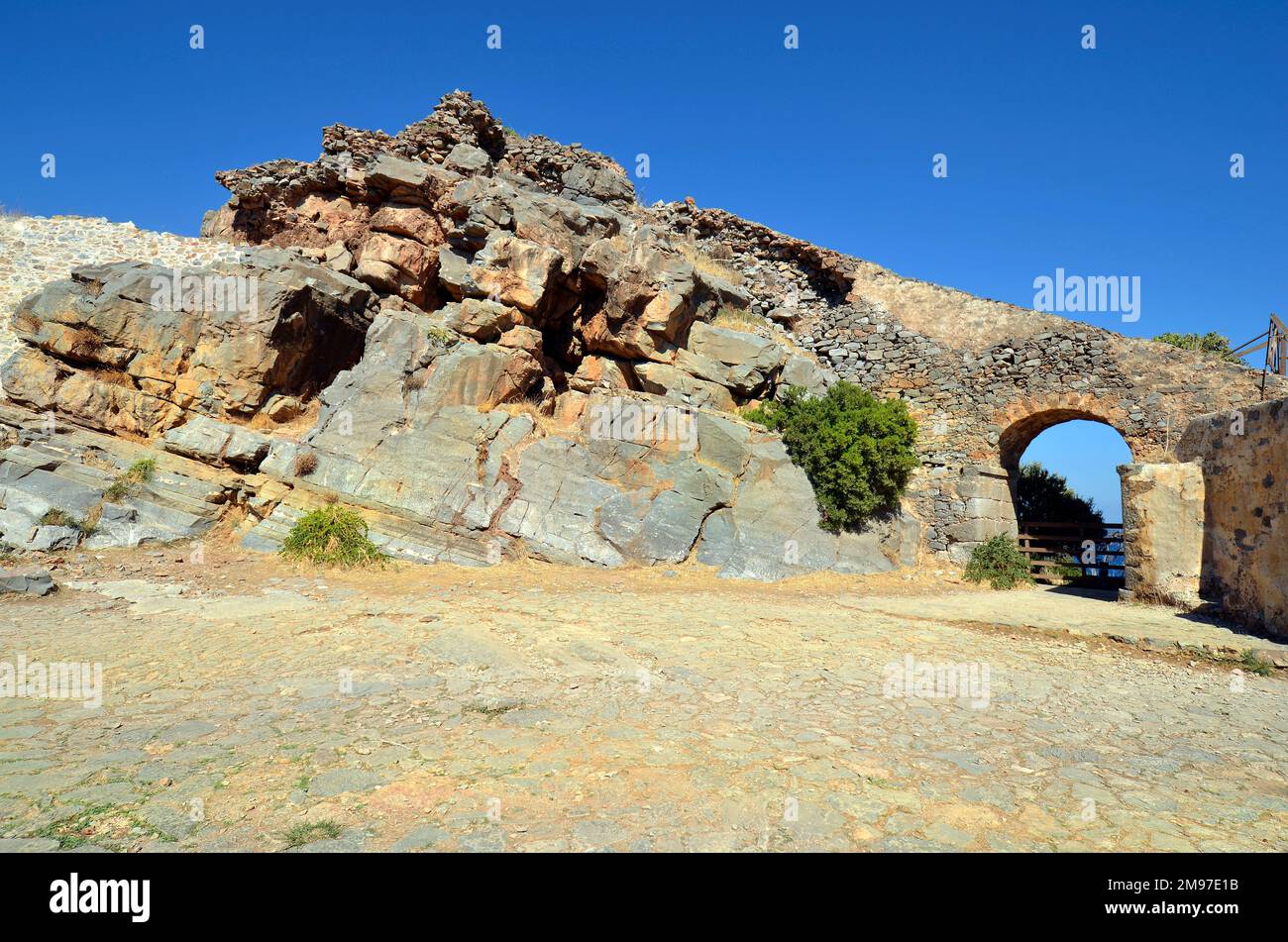 Greece, Crete, buildings built of stone in old Venetian Fortress ...