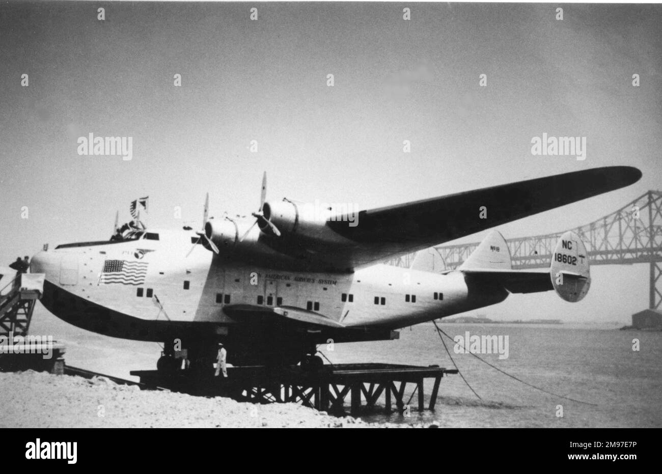 Boeing 314A (forward view), beached Pan Am Stock Photo - Alamy