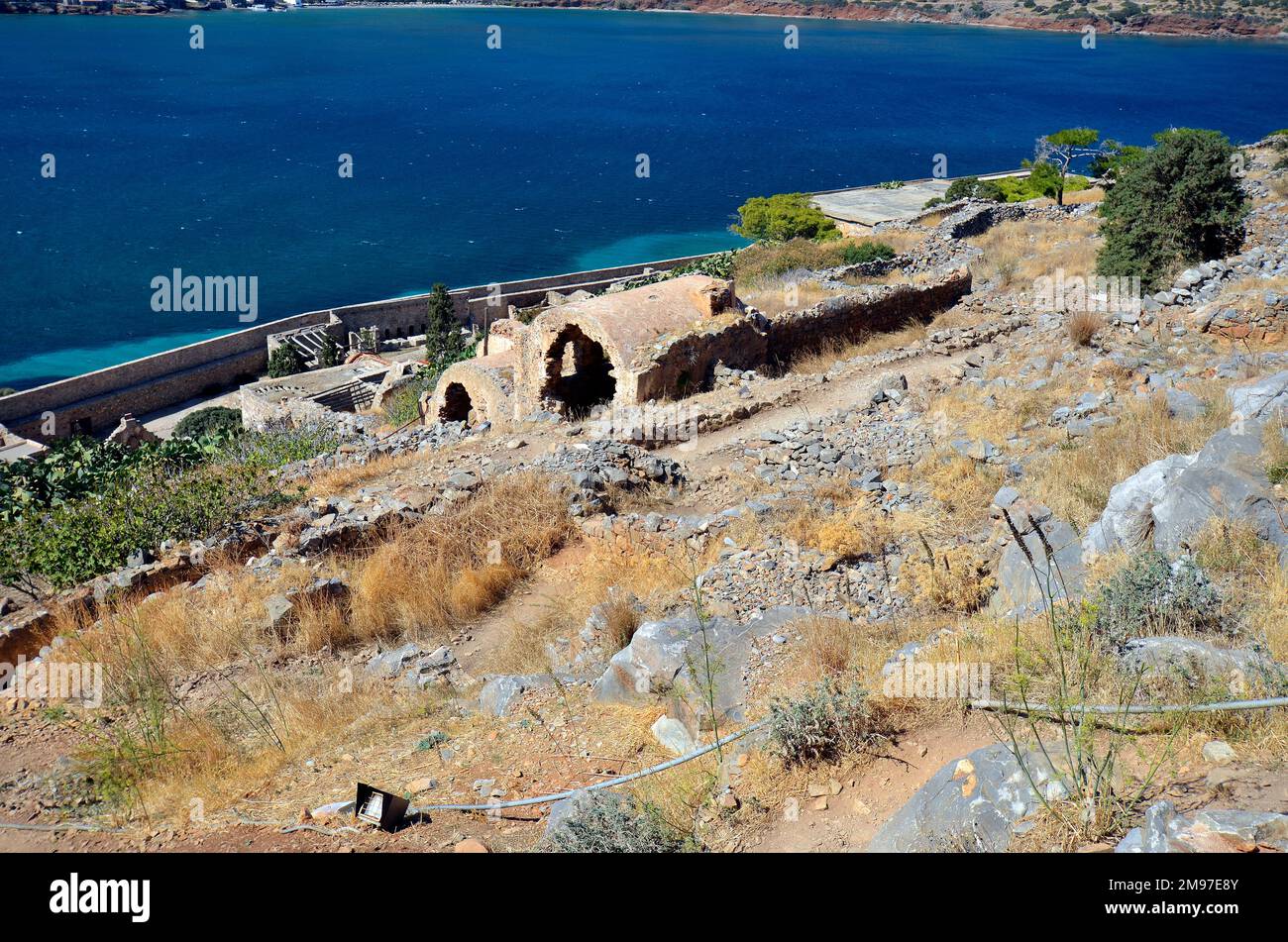 Greece, Crete, buildings built of stone in old Venetian Fortress ...