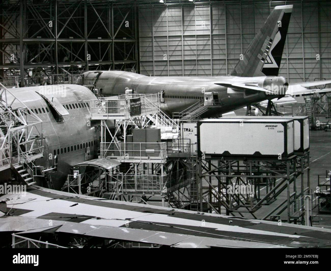Boeing 747-300s in assembly hall Stock Photo - Alamy