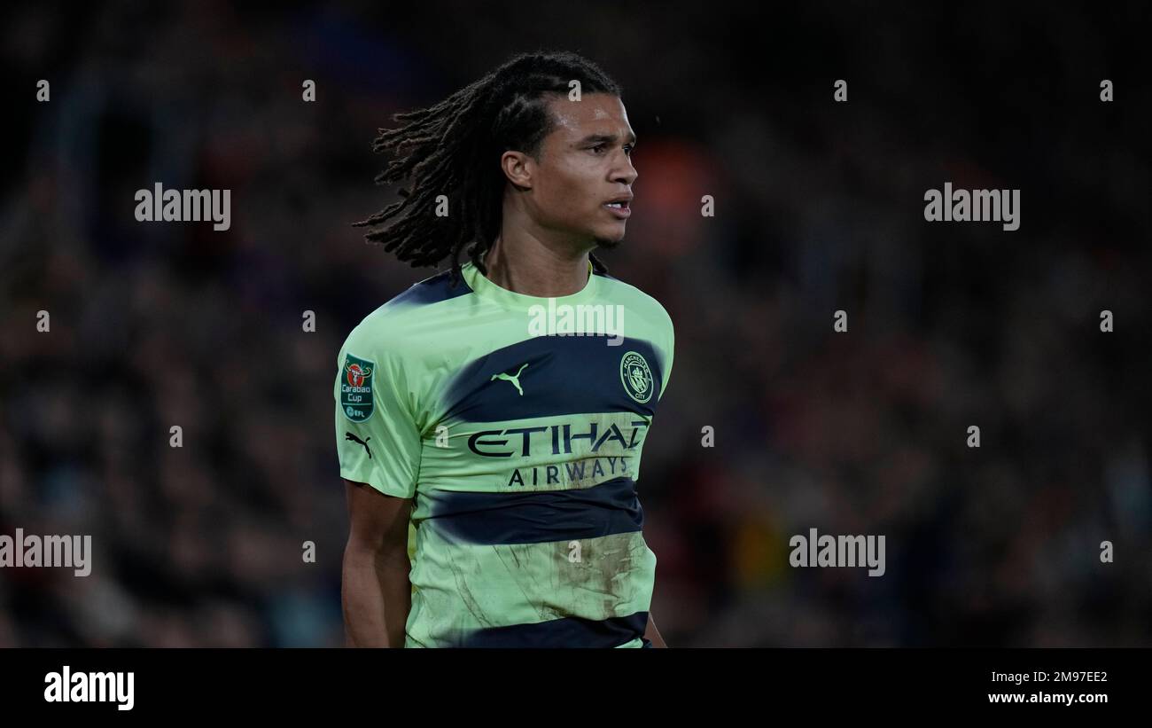 Manchester City's Nathan Ake in action during the English League Cup ...