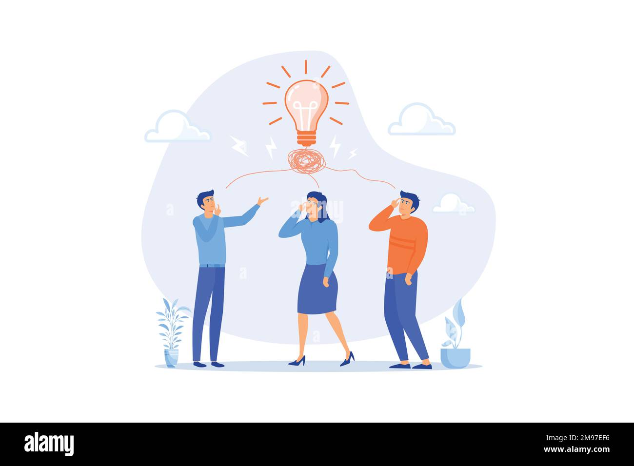 Brainstorming idea, team meeting or discussion for business solution or ...