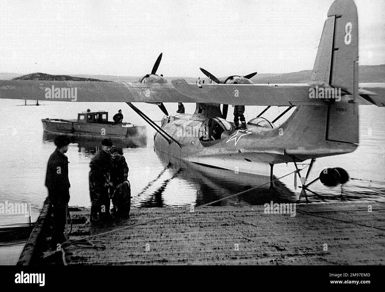 Consolidated PBY Catalina (aft) berthed in Soviet service Stock Photo ...