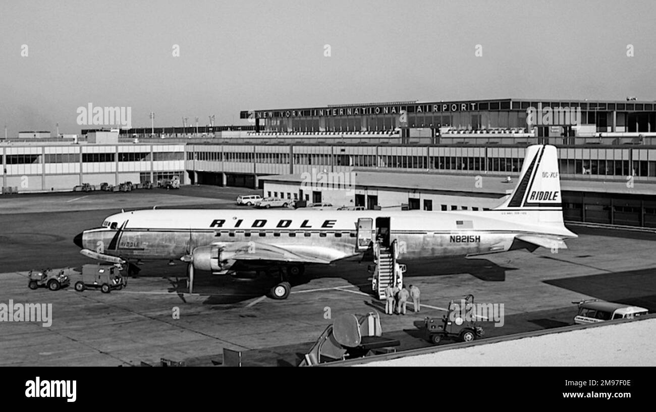 Douglas DC-7CF of Riddle's N8215H at Idlewild, later JFK, 27 July '62 ...