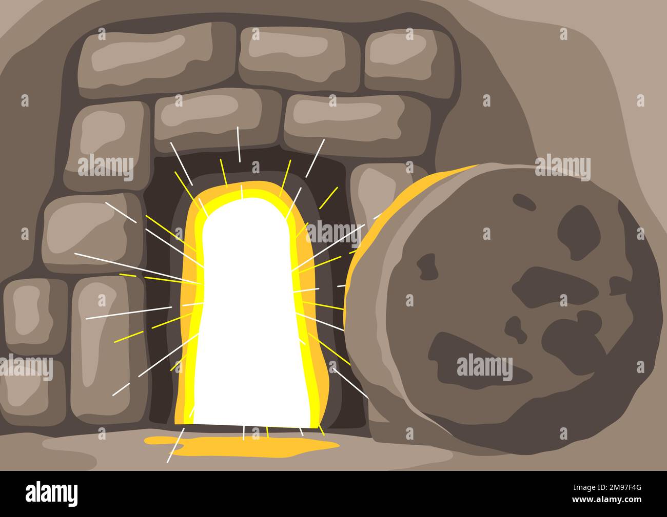 Christian illustration of burial cave. Happy Easter image Stock Vector ...
