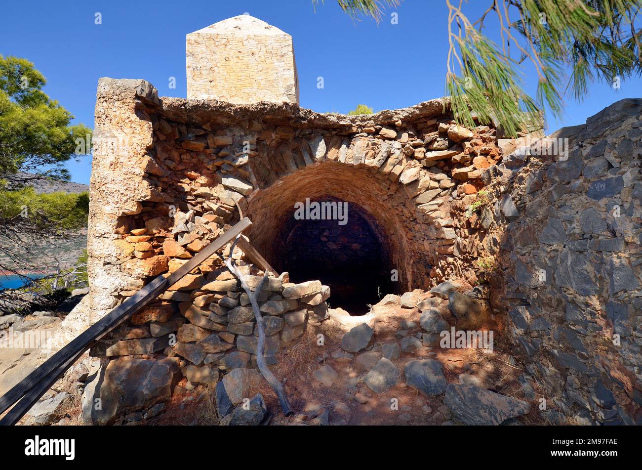 Greece, Crete, buildings built of stone in old Venetian Fortress ...