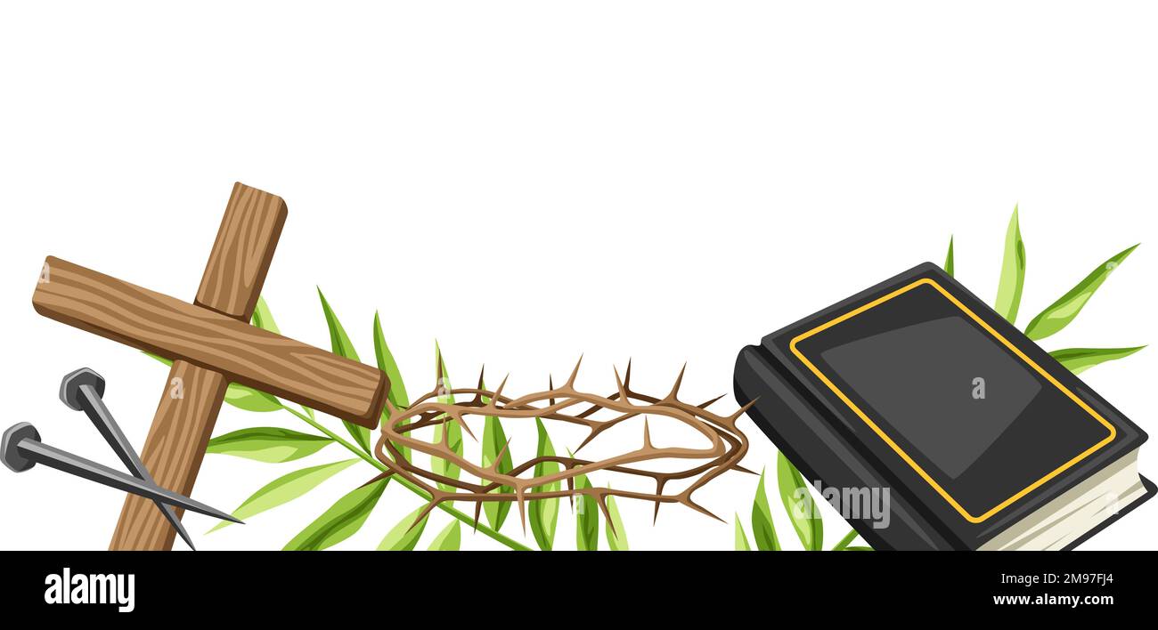 Christian Happy Easter illustration. Religious symbols of faith Stock ...