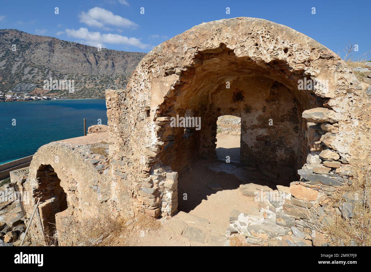 Greece, Crete, buildings built of stone in old Venetian Fortress ...