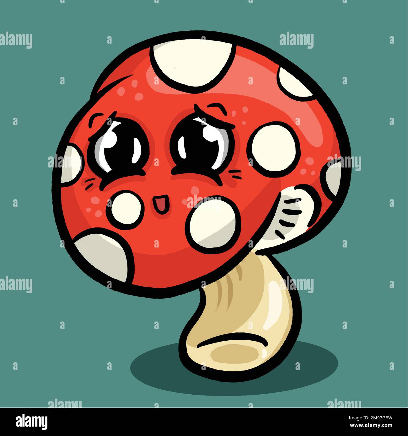 Cute Cartoon Mushroom Toadstool Cartoon Character in Vector ...