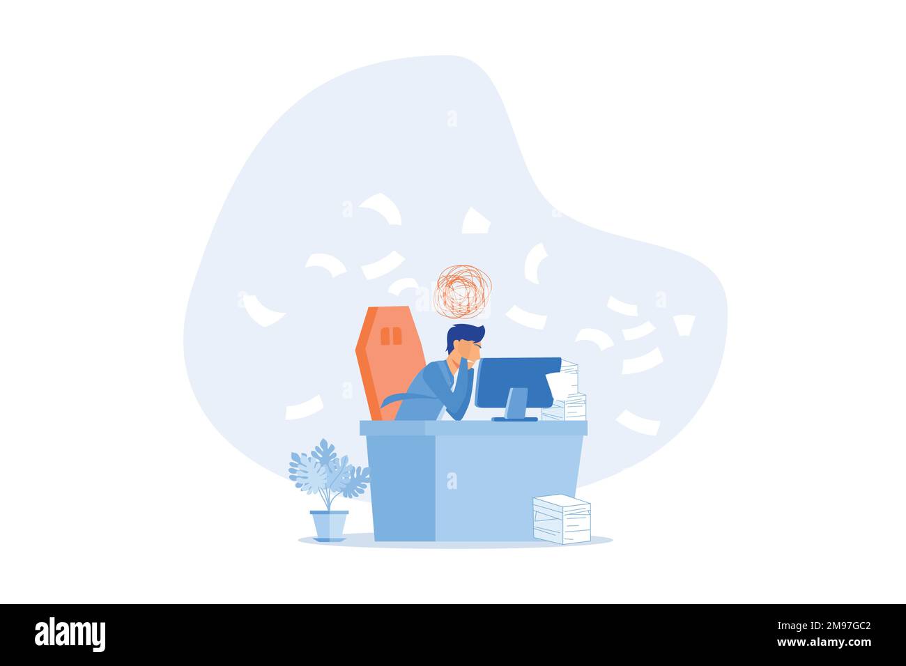 Overwhelmed, work stress, tired or fatigue from overworked, busy to ...