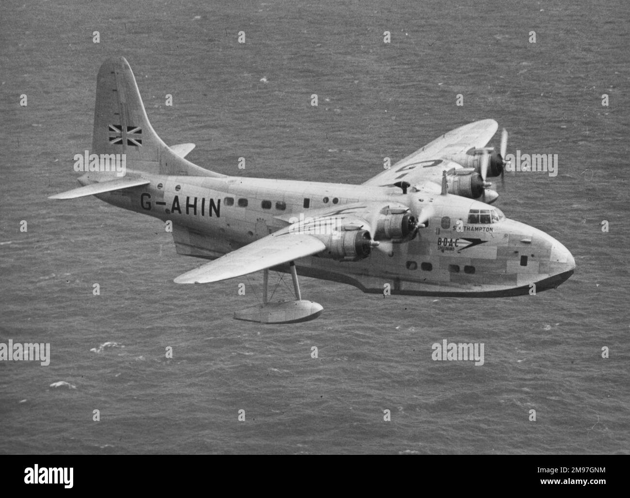 Short S45 Solent of BOAC over water Stock Photo - Alamy