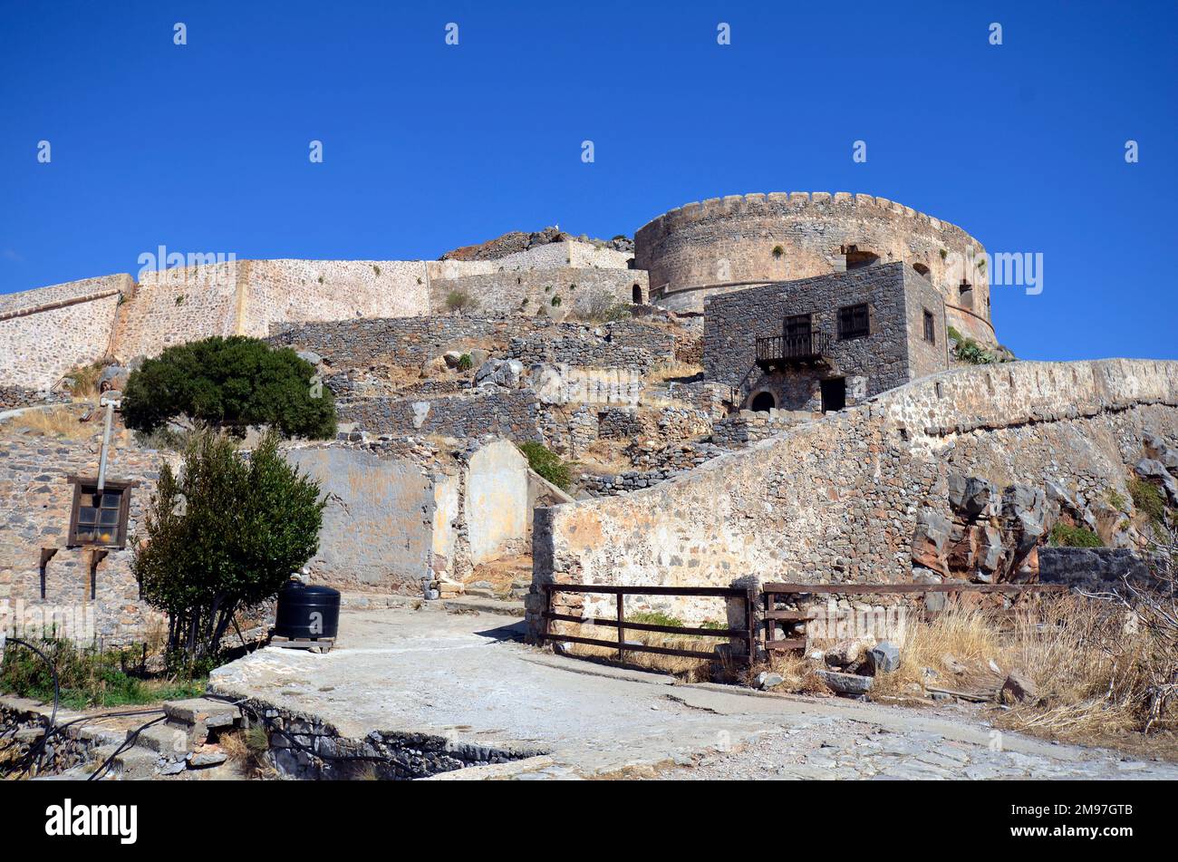 Greece, Crete, buildings built of stone in old Venetian Fortress ...