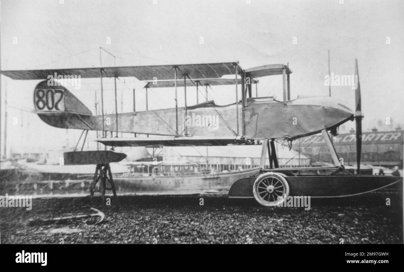 Sopwith Admiralty Type 807 two seater seaplane, produced in 1914. Seen ...
