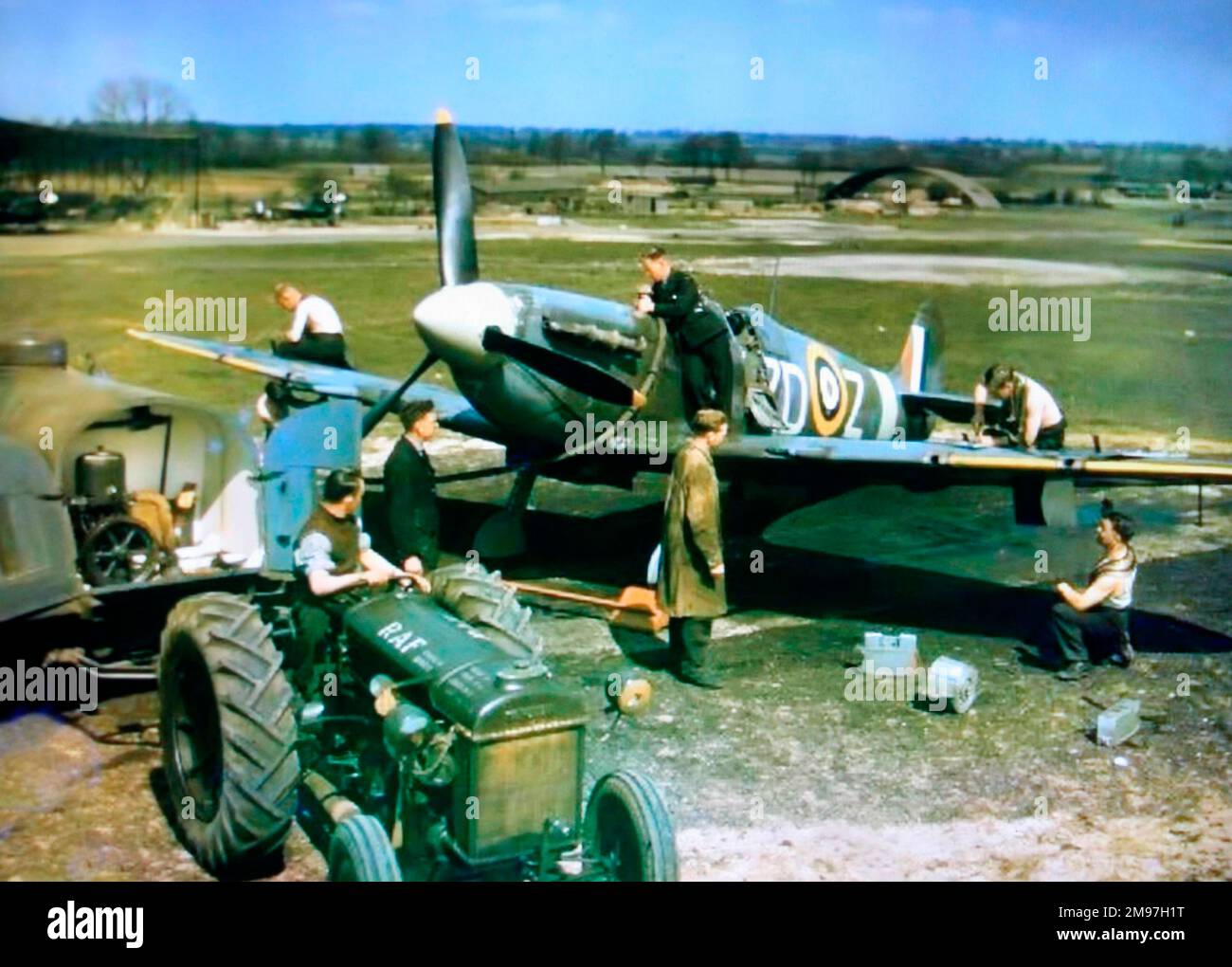 Supermarine Spitfire IX-being armed and pre flighted of No222 Squadron ...