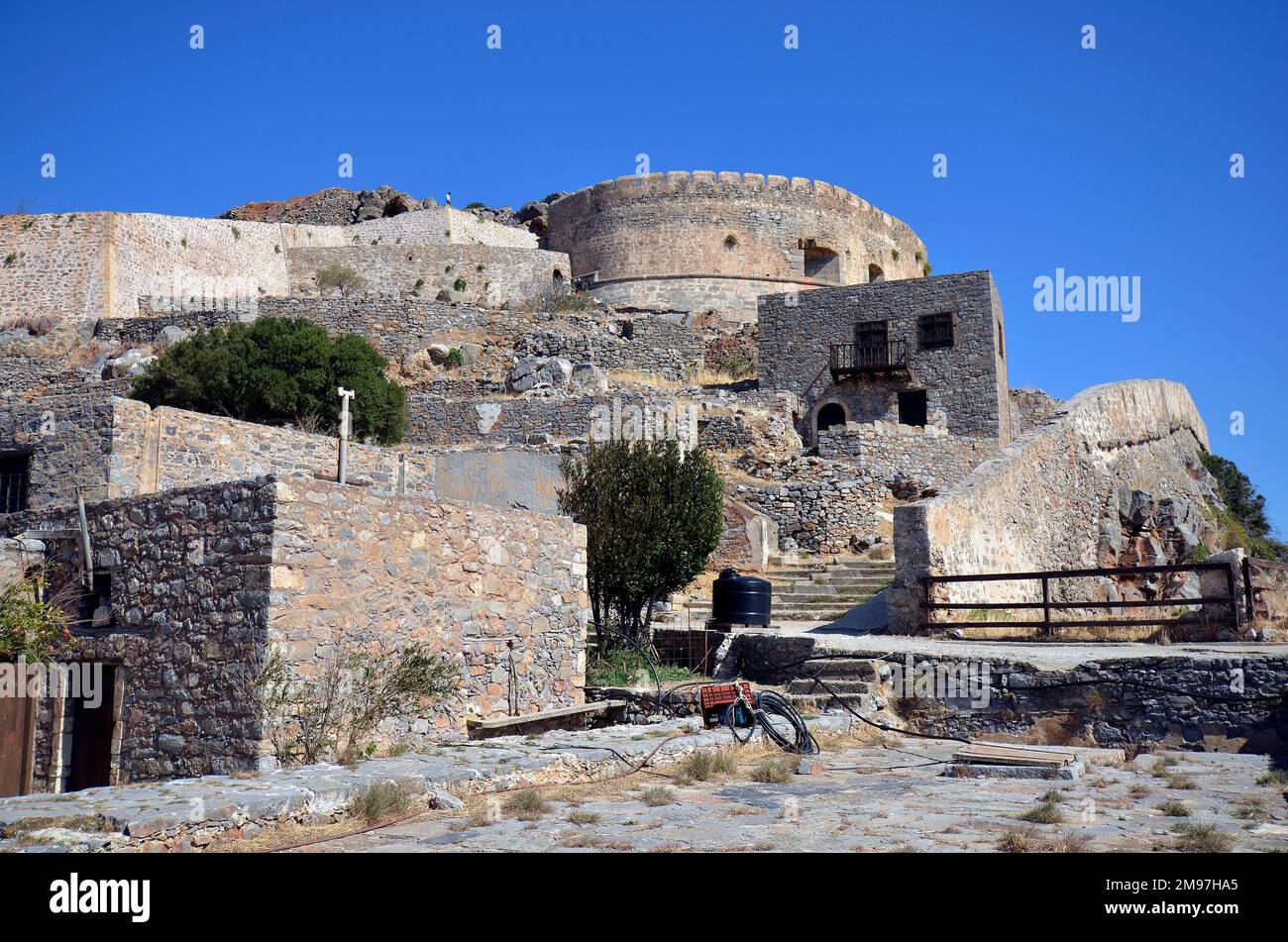 Greece, Crete, buildings built of stone in old Venetian Fortress ...