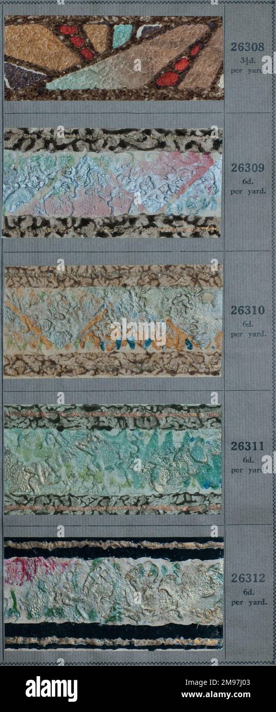 Five art deco style border designs in an SMB wallpaper sample book ...