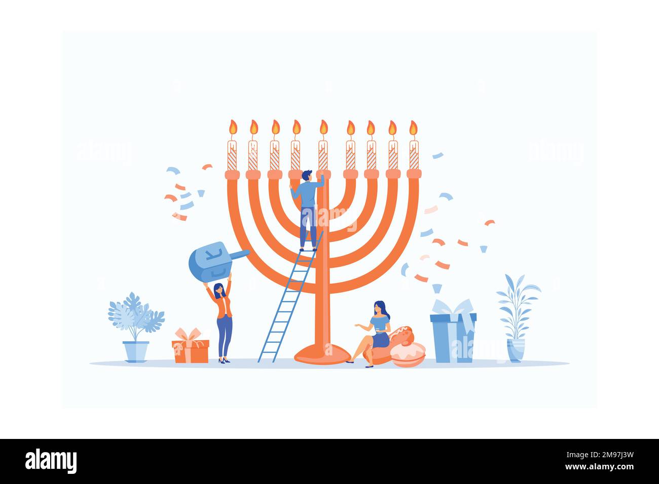 Hanukkah concept background flat Stock Vector Images - Alamy