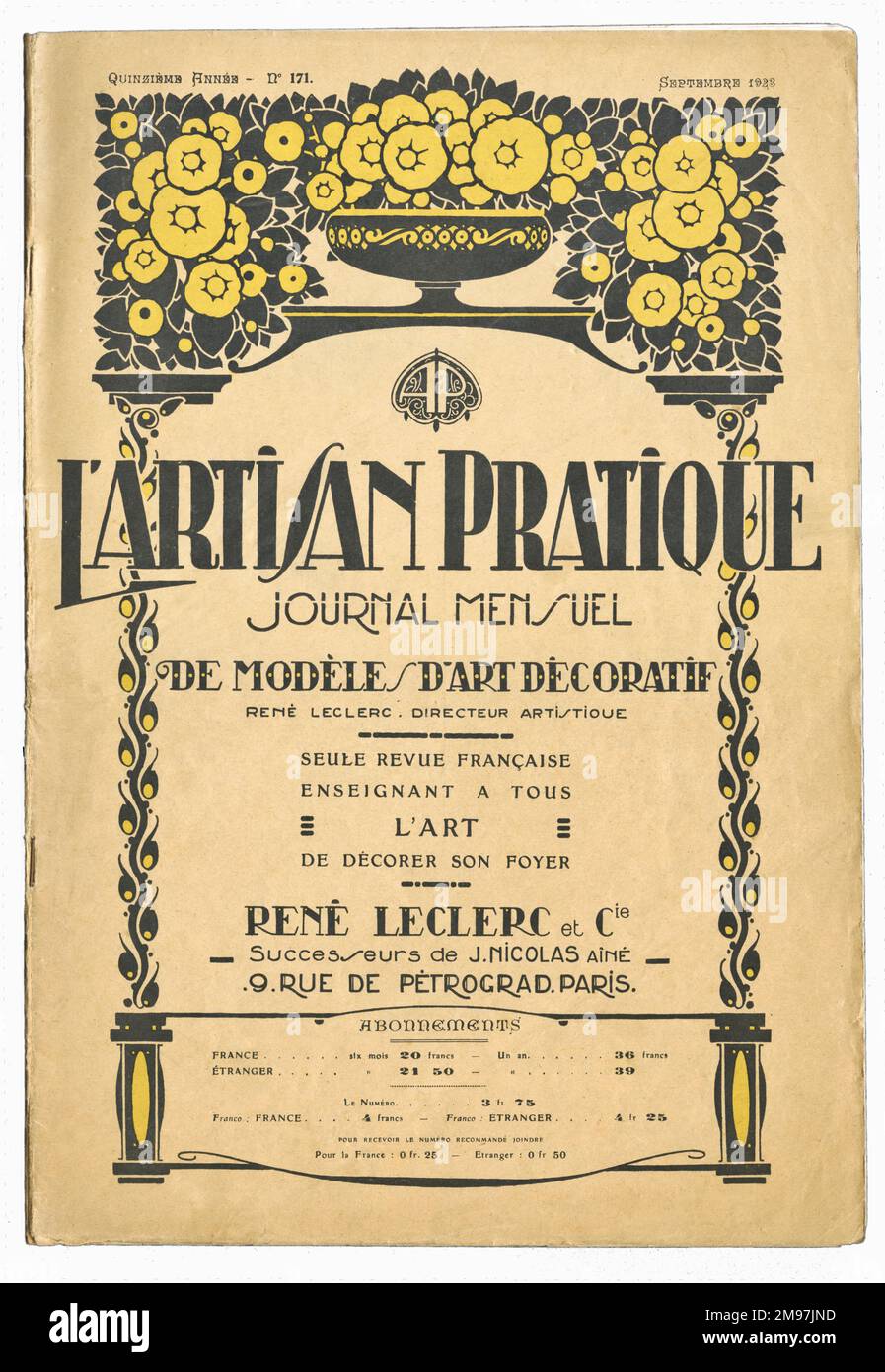 Cover design for a French decorative art magazine, L'Artisan Pratique ...