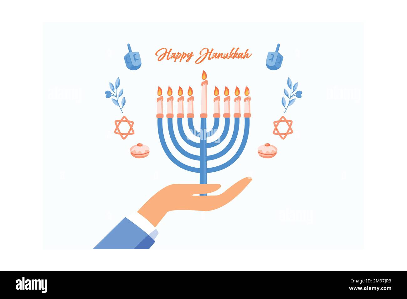 Hanukkah menorah. Happy jewish holiday hanukkah, concept. Man jew ...